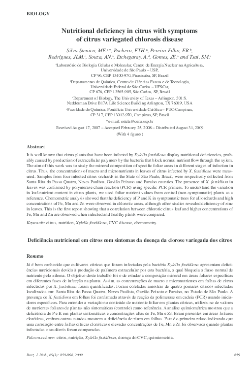 (PDF) Nutritional deficiency in citrus with symptoms of citrus ...