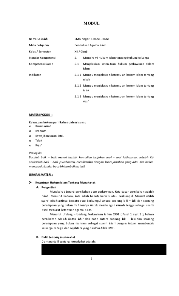 (DOC) Modul Nikah kelas XII