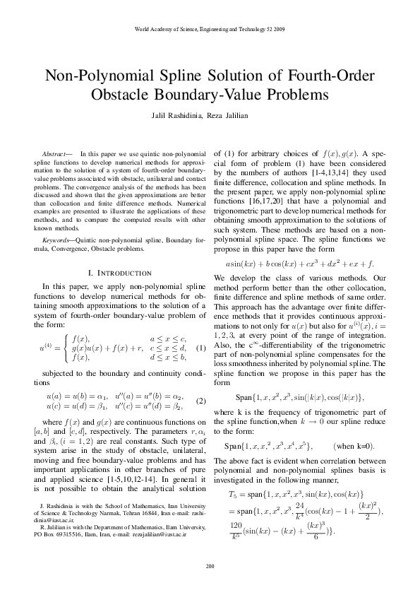 (PDF) Non-Polynomial Spline Solution of Fourth-Order Obstacle Boundary-Value Problems
