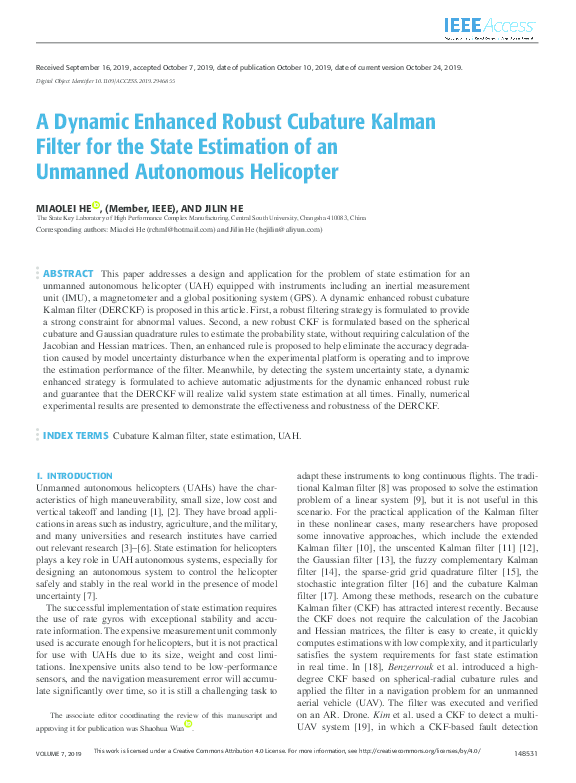 (PDF) A Dynamic Enhanced Robust Cubature Kalman Filter for the State ... (PDF) A Dynamic Enhanced Robust Cubature Kalman Filter for the State ...