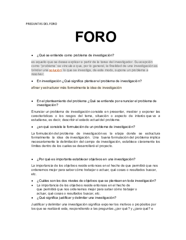 (DOC) PREGUNTAS DEL FORO FORO