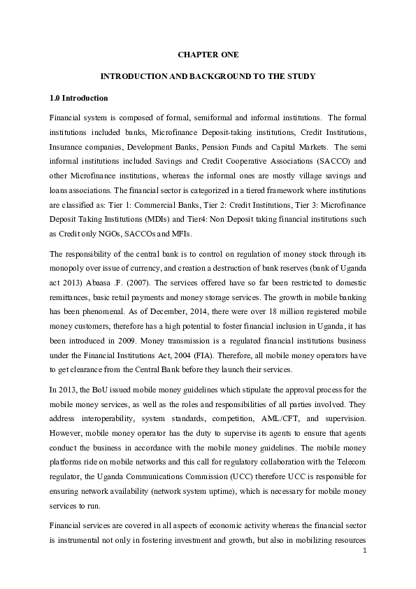 (DOC) CHAPTER ONE INTRODUCTION AND BACKGROUND TO THE STUDY
