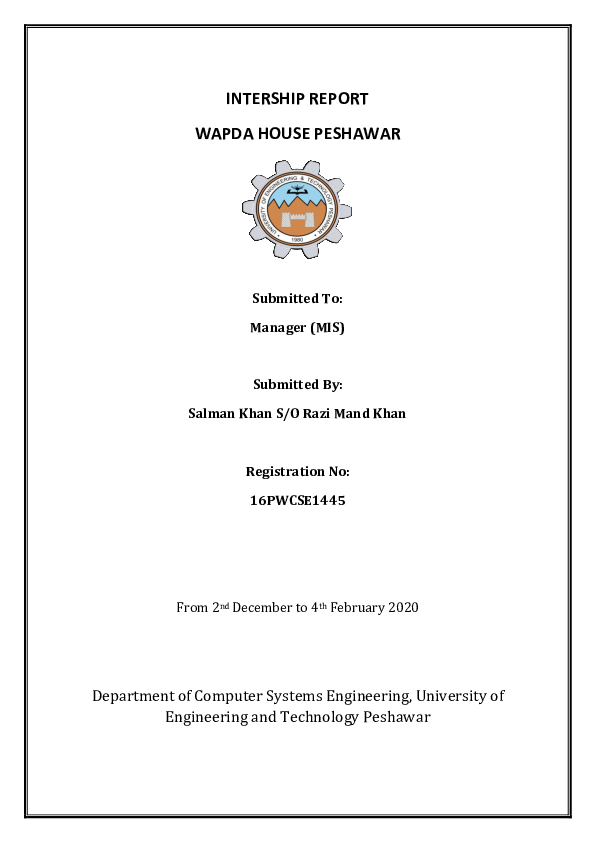 (PDF) INTERSHIP REPORT WAPDA HOUSE PESHAWAR