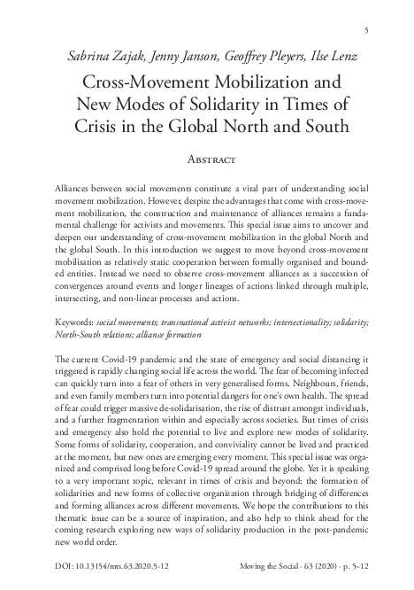 (PDF) Cross-Movement Mobilization and New Modes of Solidarity in Times ...