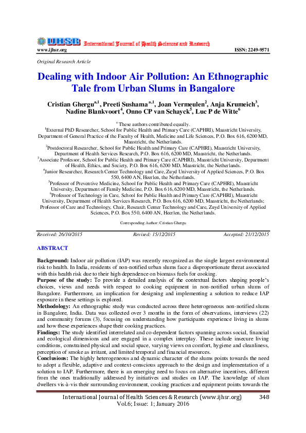 (PDF) Dealing with Indoor Air Pollution: An Ethnographic Tale from ...