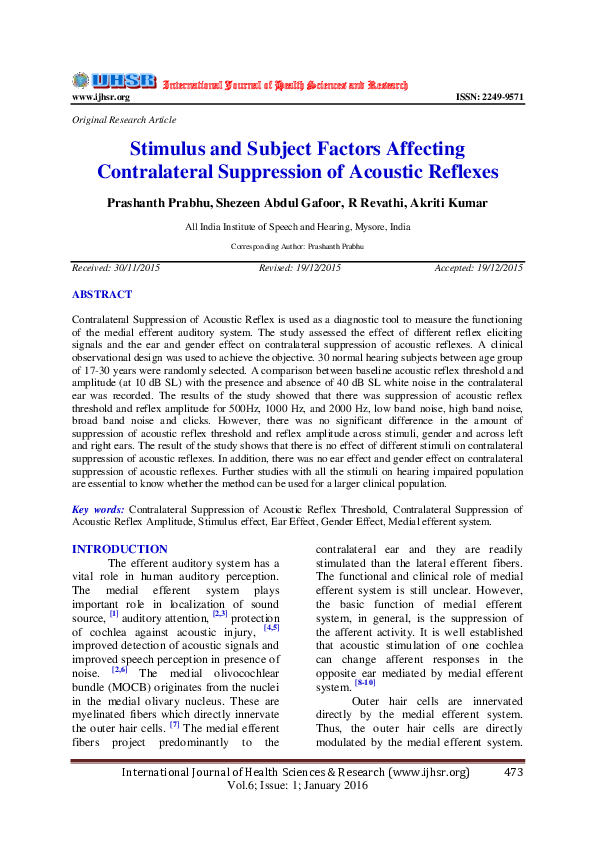 (PDF) Stimulus and Subject Factors Affecting Contralateral Suppression ...