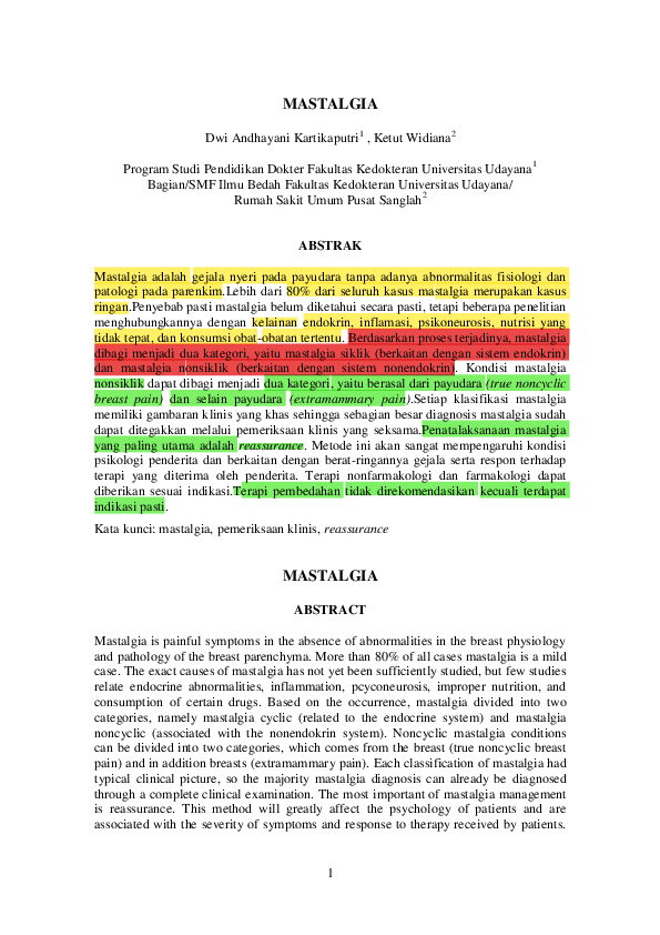 (PDF) MASTALGIA