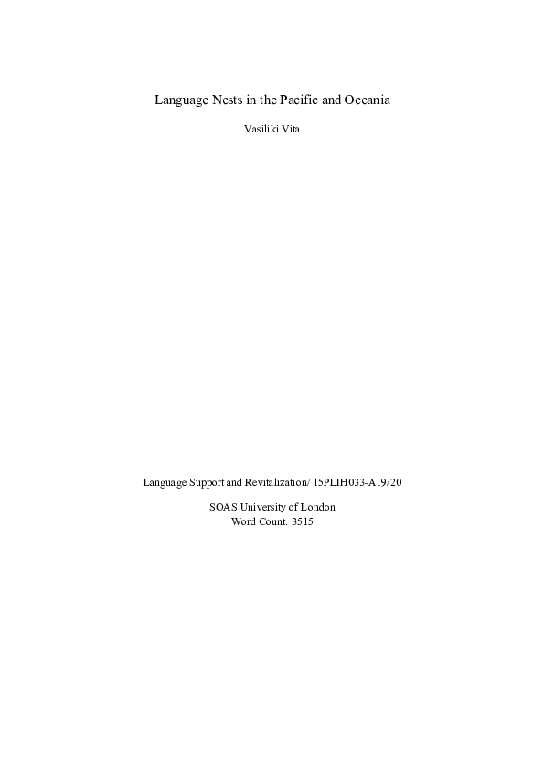 (PDF) Language Nests in the Pacific and Oceania