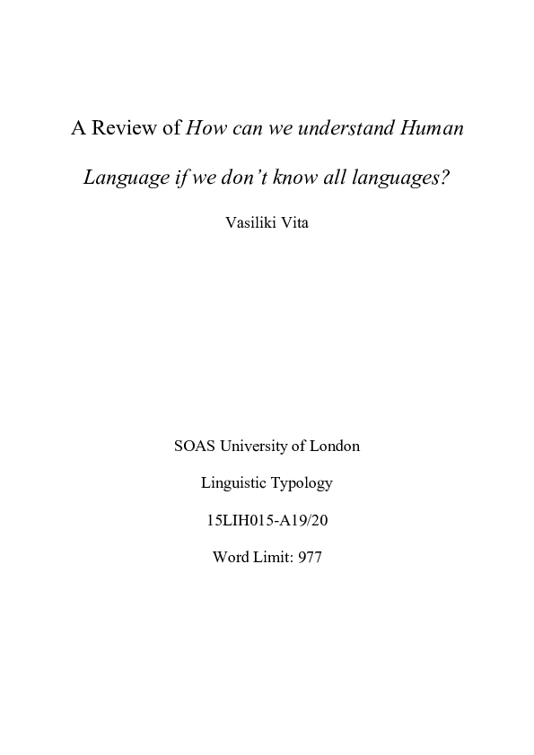 (PDF) A Review of How can we understand Human Language if we don't know ...