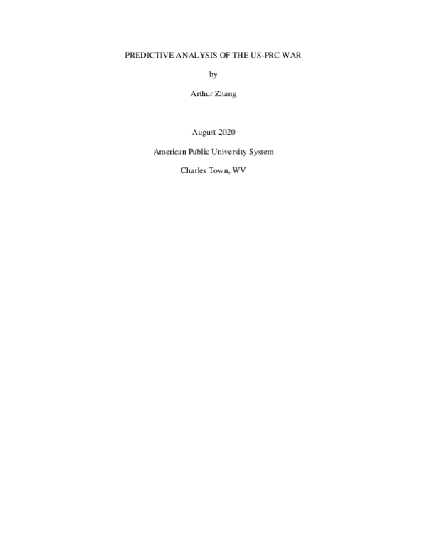 (PDF) PREDICTIVE ANALYSIS OF THE US-PRC WAR