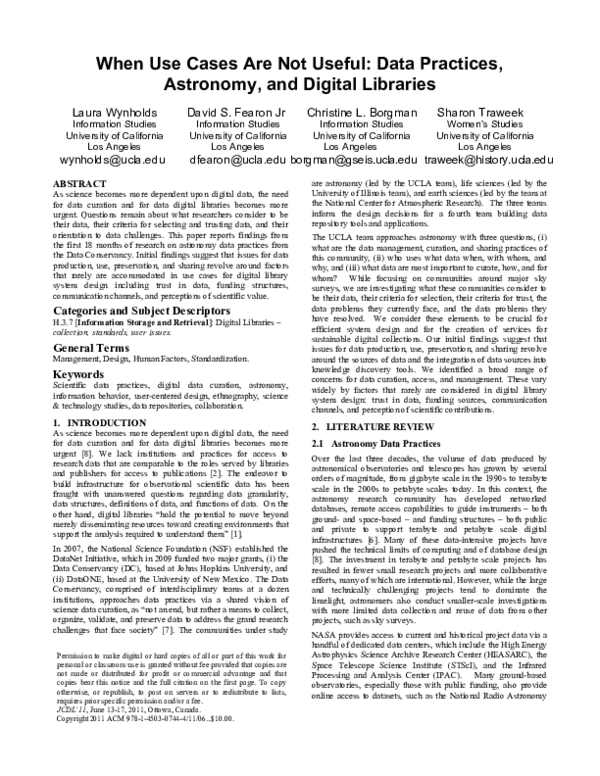 (PDF) When Use Cases Are Not Useful: Data Practices, Astronomy, and ...