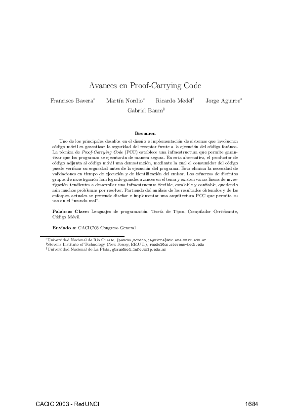 (PDF) Avances en Proof-Carrying Code