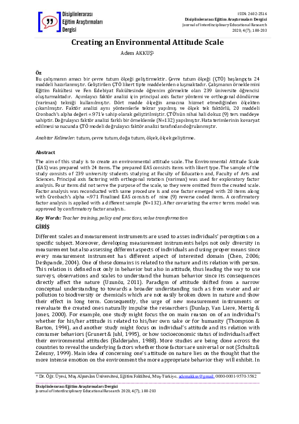 (PDF) Creating an Environmental Attitude Scale