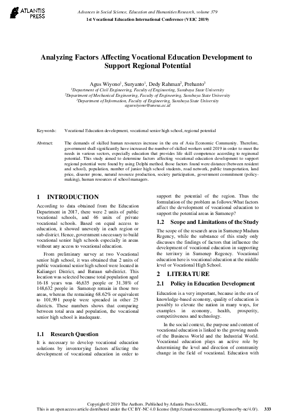 (PDF) Analyzing Factors Affecting Vocational Education Development to ...