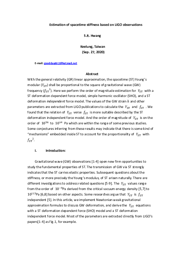 (PDF) Estimation of spacetime stiffness based on LIGO observations