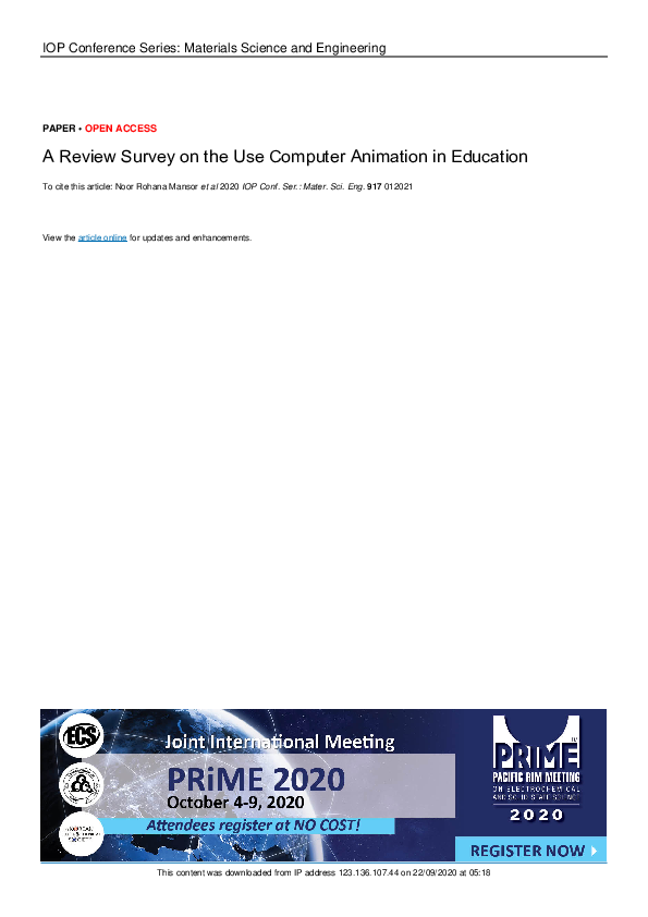 (PDF) A Review Survey on the Use of Computer Animation in Education