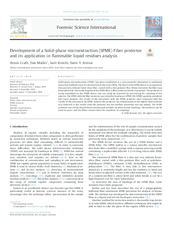 (PDF) Development of a Solid-phase microextraction (SPME) Fiber protector and its application in ...