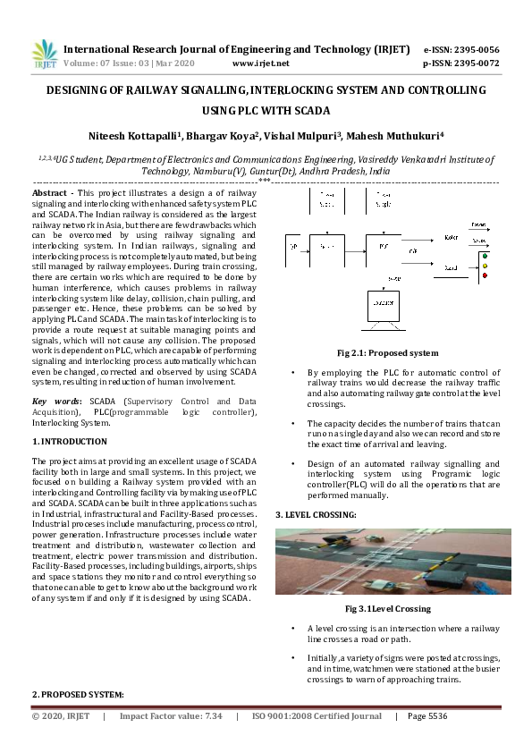 (PDF) IRJET- DESIGNING OF RAILWAY SIGNALLING, INTERLOCKING SYSTEM AND CONTROLLING USING PLC WITH ...