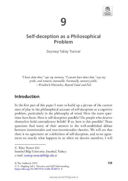 (PDF) Self deception as a Philosophical Problem