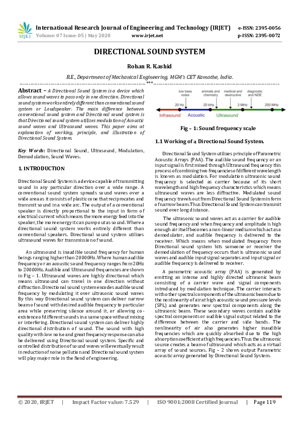 (PDF) IRJET- DIRECTIONAL SOUND SYSTEM