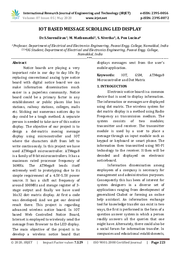 (PDF) IRJET- IOT BASED MESSAGE SCROLLING LED DISPLAY