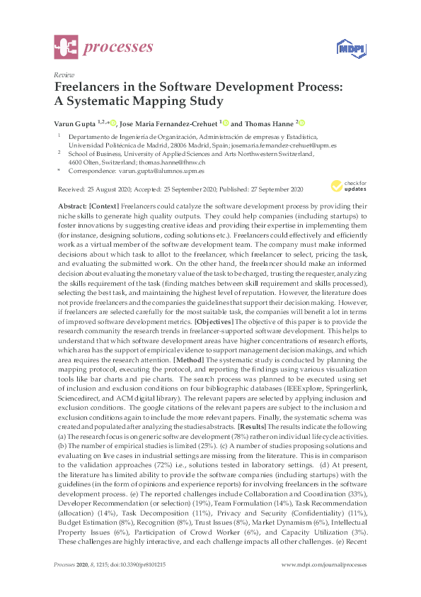 (PDF) Freelancers in the Software Development Process: A Systematic Mapping Study
