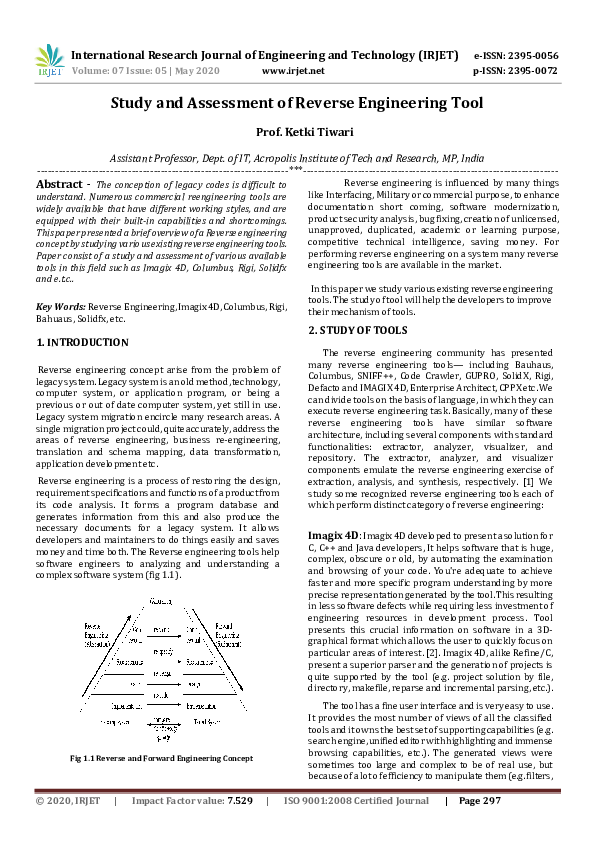 (PDF) IRJET- Study and Assessment of Reverse Engineering Tool