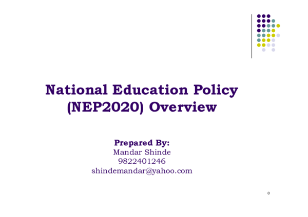 (PDF) National Education Policy (NEP2020) Overview
