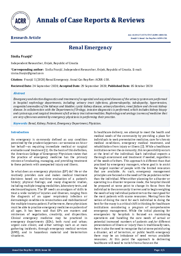 (PDF) Renal Emergency