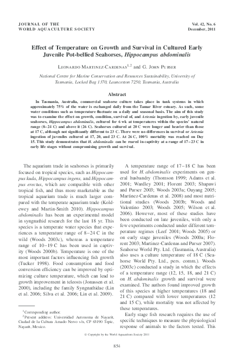 (PDF) Effect of Temperature on Growth and Survival in Juvenile Opossum ...