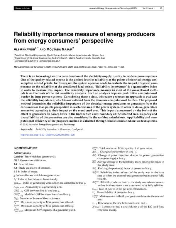 (PDF) Reliability importance measure of energy producers from energy ...