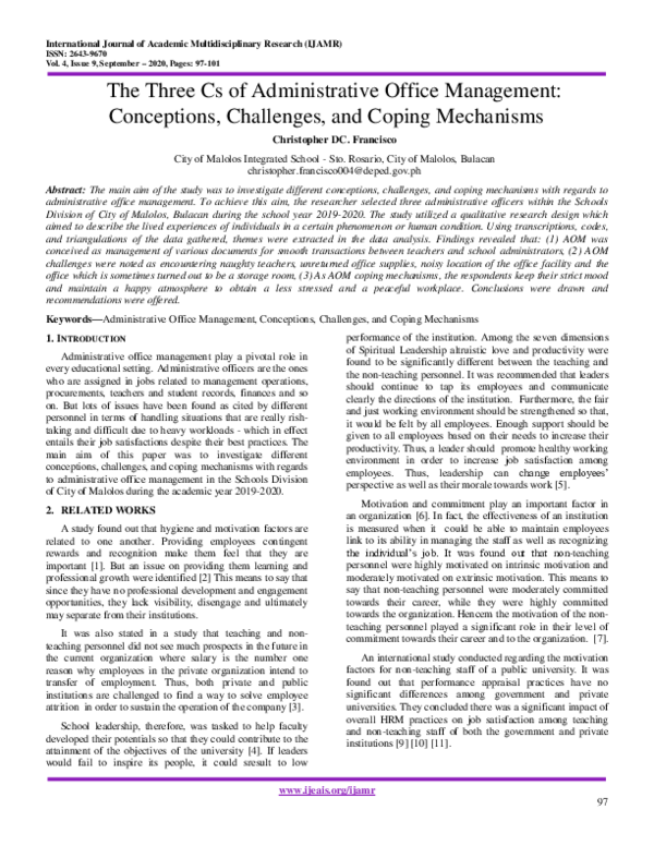 (PDF) The Three Cs of Administrative Office Management: Conceptions ...