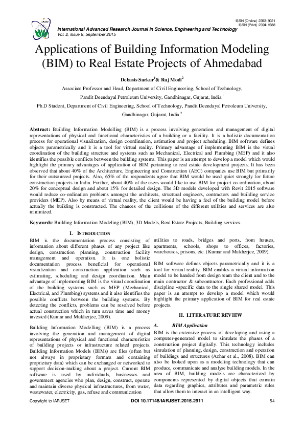 (PDF) Applications of Building Information Modeling (BIM) to Real ...