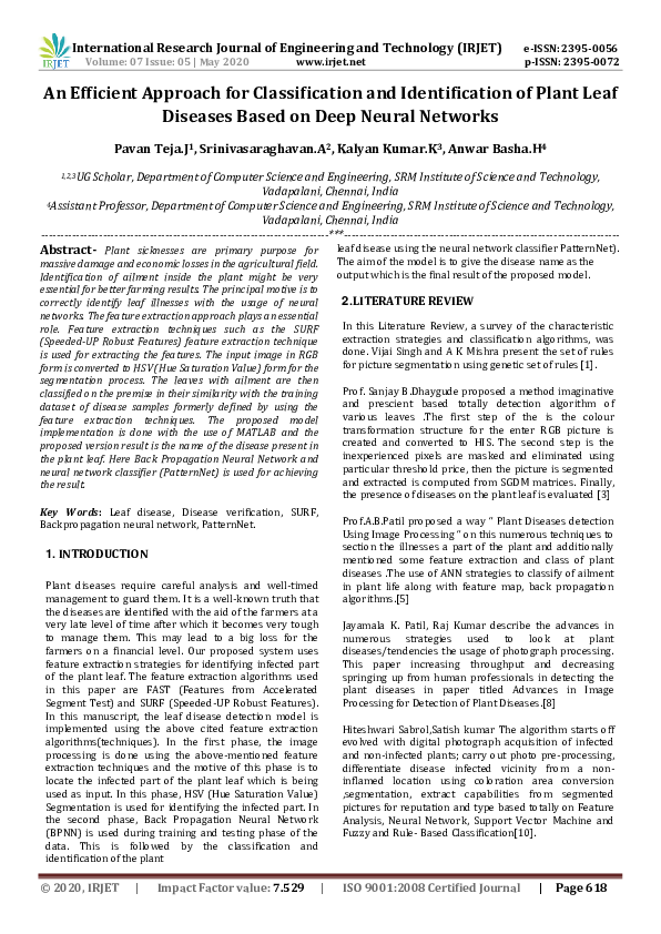 (PDF) IRJET- An Efficient Approach for Classification and Identification of Plant Leaf Diseases ...
