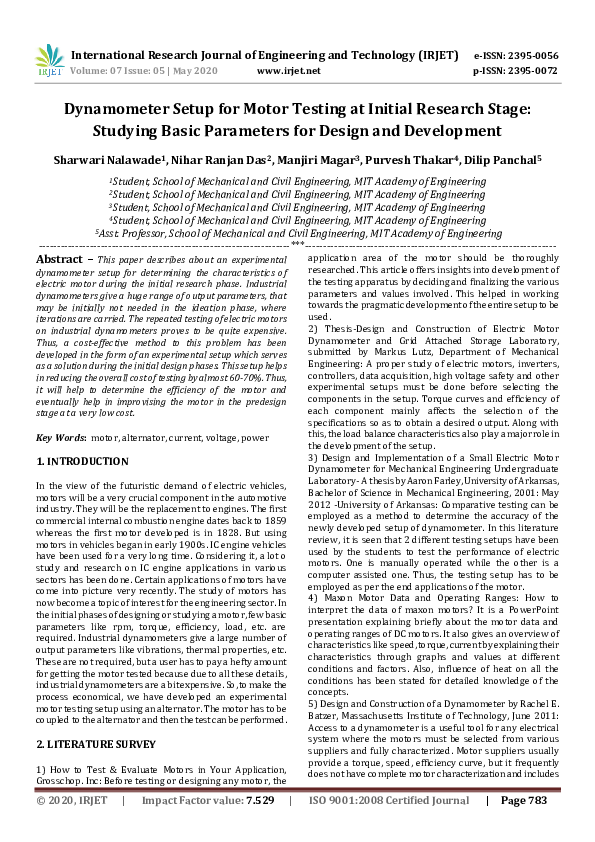 (PDF) Dynamometer Setup for Motor Testing at Initial Research Stage ...
