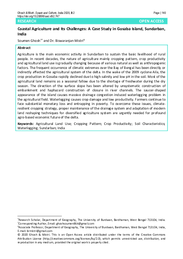 (PDF) RESEARCH OPEN ACCESS Coastal Agriculture and Its Challenges: A ...