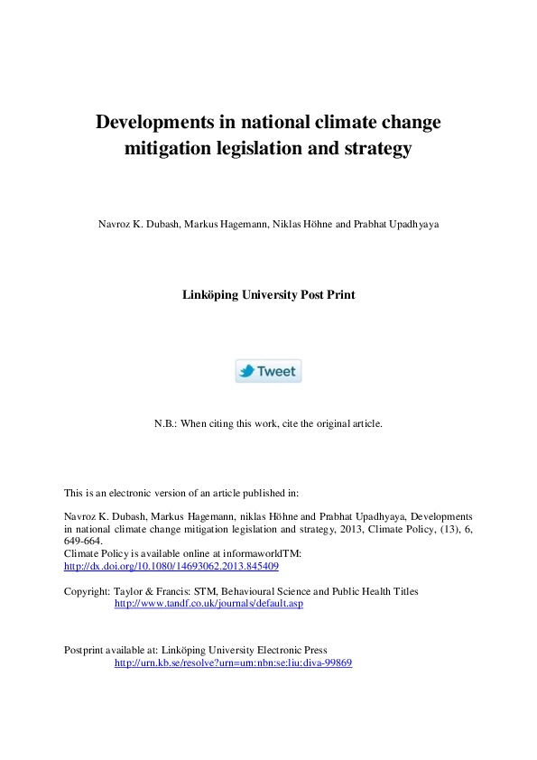 (PDF) Developments in national climate change mitigation legislation ...