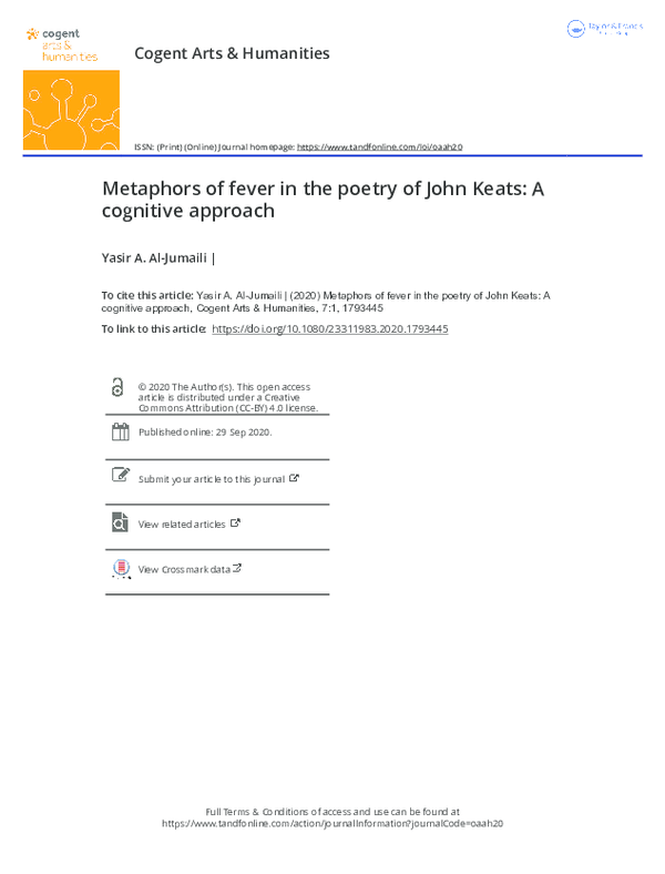 (PDF) Metaphors of Fever in the Poetry of John Keats: A Cognitive Approach