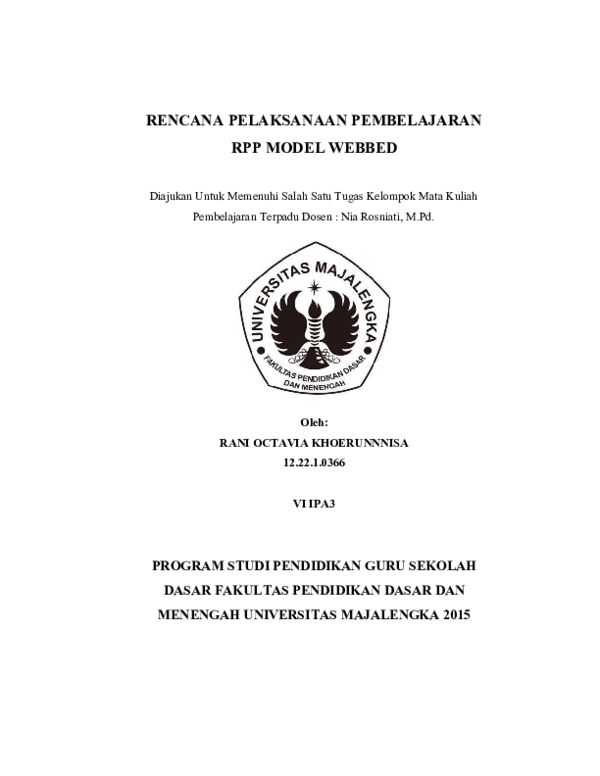 (DOC) RENCANA PELAKSANAAN PEMBELAJARAN RPP MODEL WEBBED