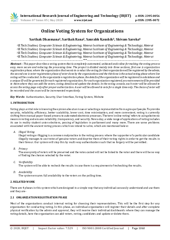 (PDF) IRJET- Online Voting System for Organizations