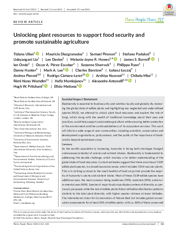 (PDF) Unlocking plant resources to support food security and promote ...