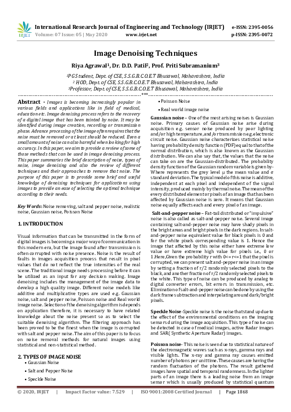 (PDF) Image Denoising Techniques