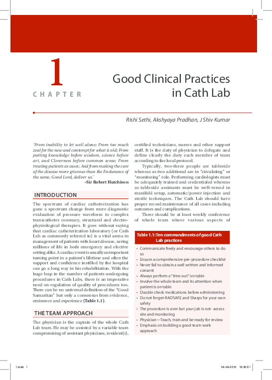 (PDF) Good Clinical Practices in Cath Lab
