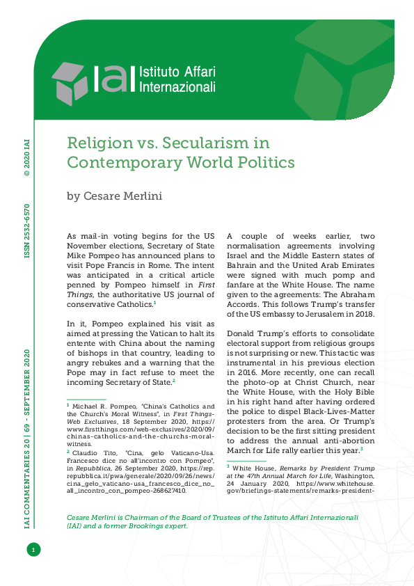 (PDF) Religion vs. Secularism in Contemporary World Politics
