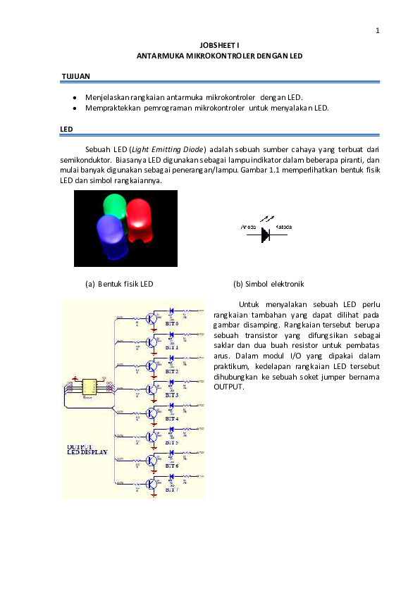 (PDF) Mikrokontroler Jobsheet 1 Antarmuka Mikrokontroler dengan LED
