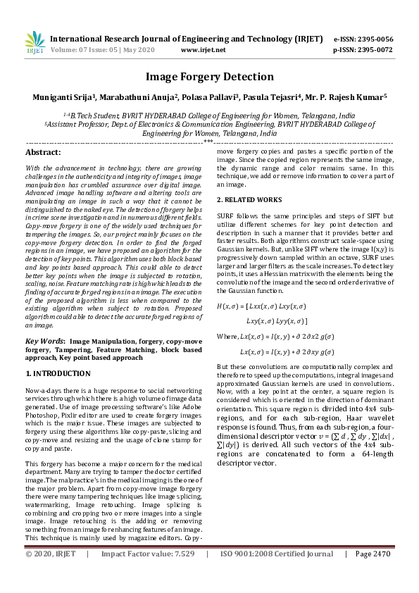 (PDF) IRJET- Image Forgery Detection