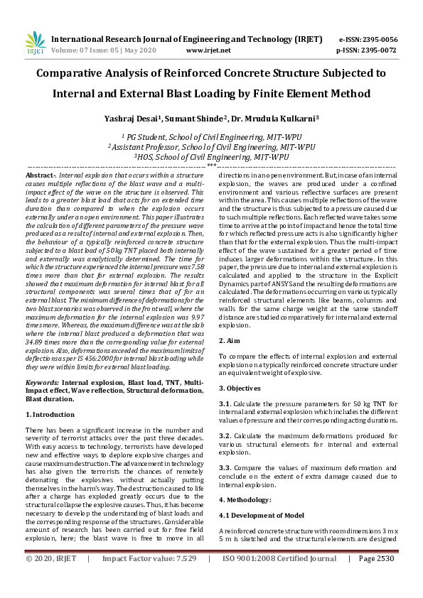 Pdf Comparative Analysis Of Reinforced Concrete Structure Subjected To Internal And External