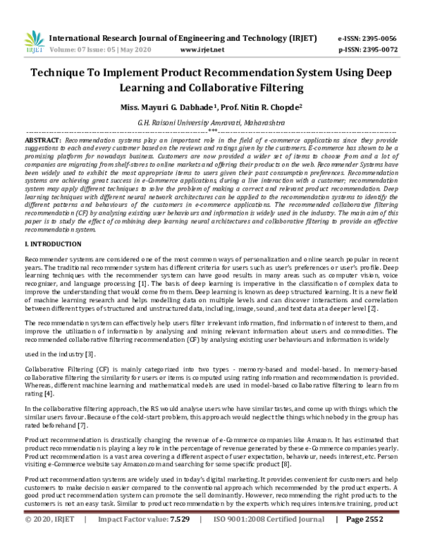 (PDF) IRJET- A Research Paper on Machine Learning based Movie ...