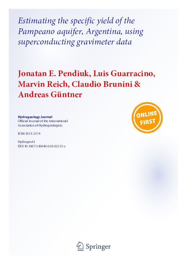 Pdf Estimating The Specific Yield Of The Pampeano Aquifer Argentina Using Superconducting