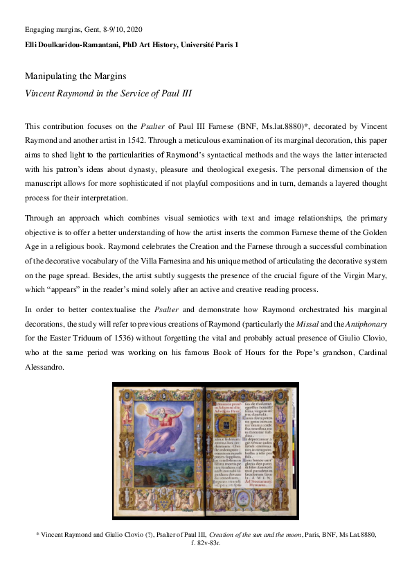 (PDF) Manipulating the Margins. Vincent Raymond in the Service of Paul III